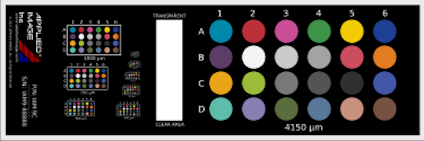 Color calibration standard slide from Applied Image contains 24 colors ...